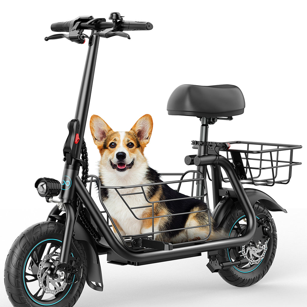 Gyroor C1S Electric Scooter with seat, Removable Dual Baskets - 550W M ...