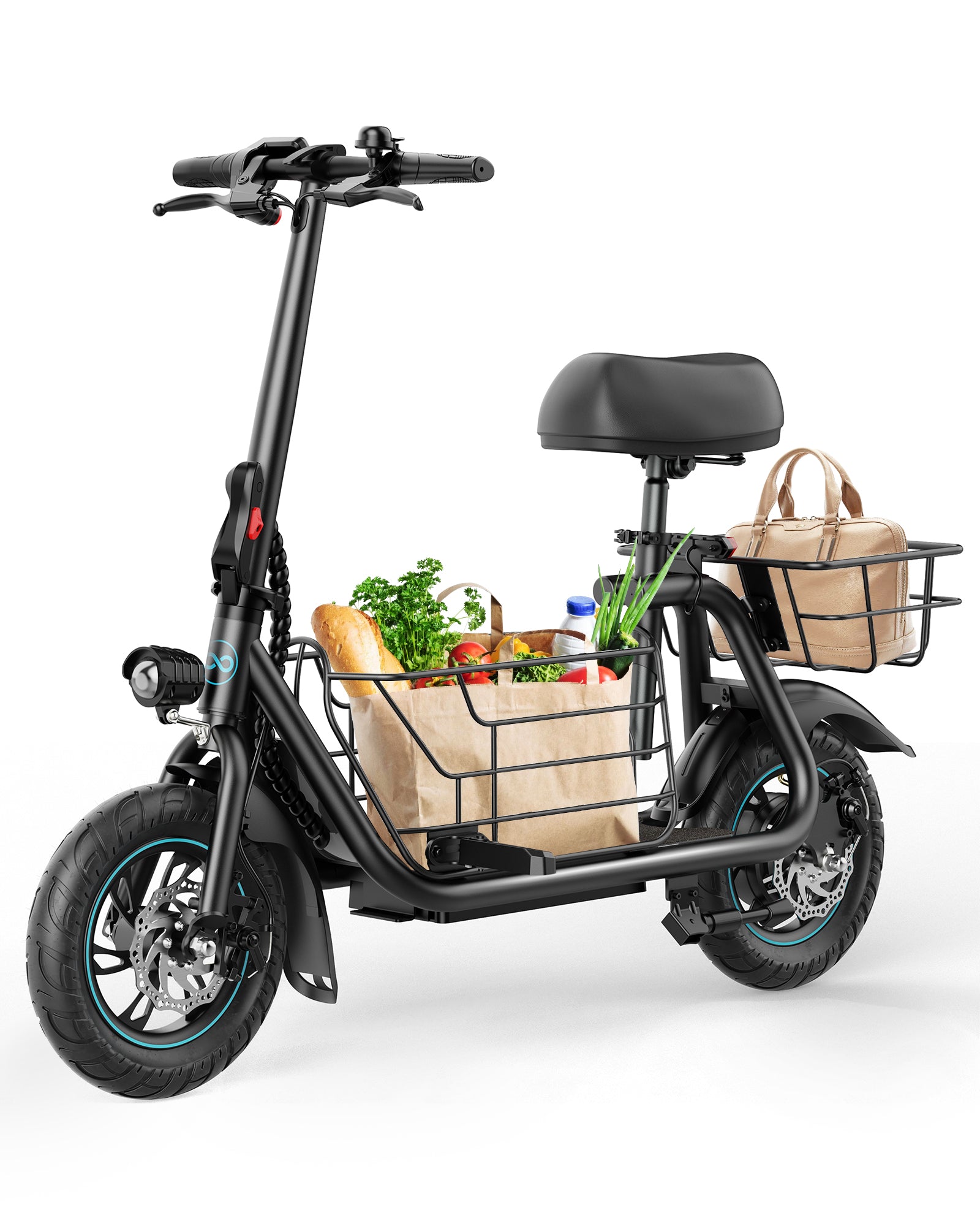 Gyroor C1S Electric Scooter with seat, Removable Dual Baskets - 550W M ...